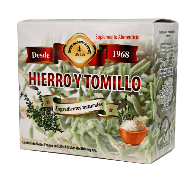 Hierro y Tomillo 30 Cápsulas - Farmacias Gi | Mejoramos tu salud, elevando tu calidad de vida